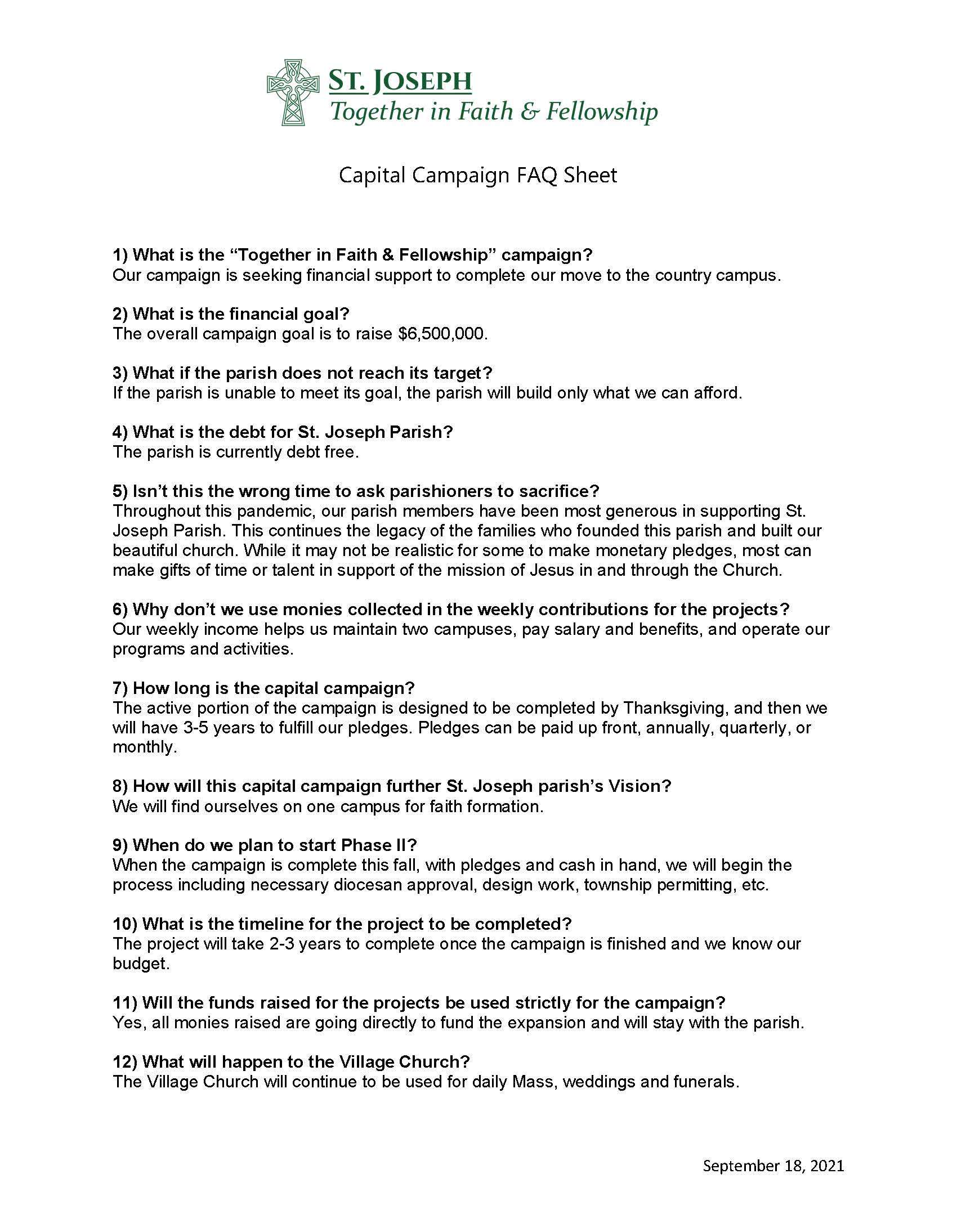 FAQ – St. Joseph Catholic Parish